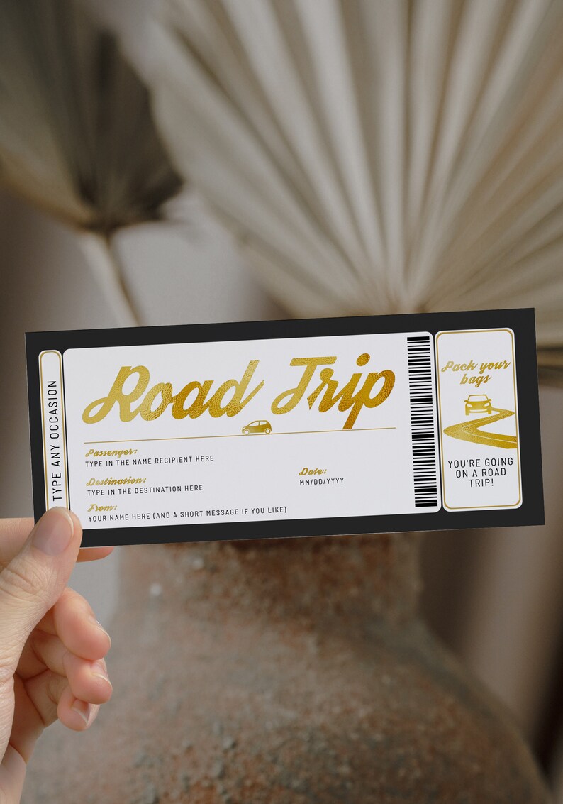 Printable Road Trip Ticket Gift, Reveal Surprise Any Occasion Road Trip ...