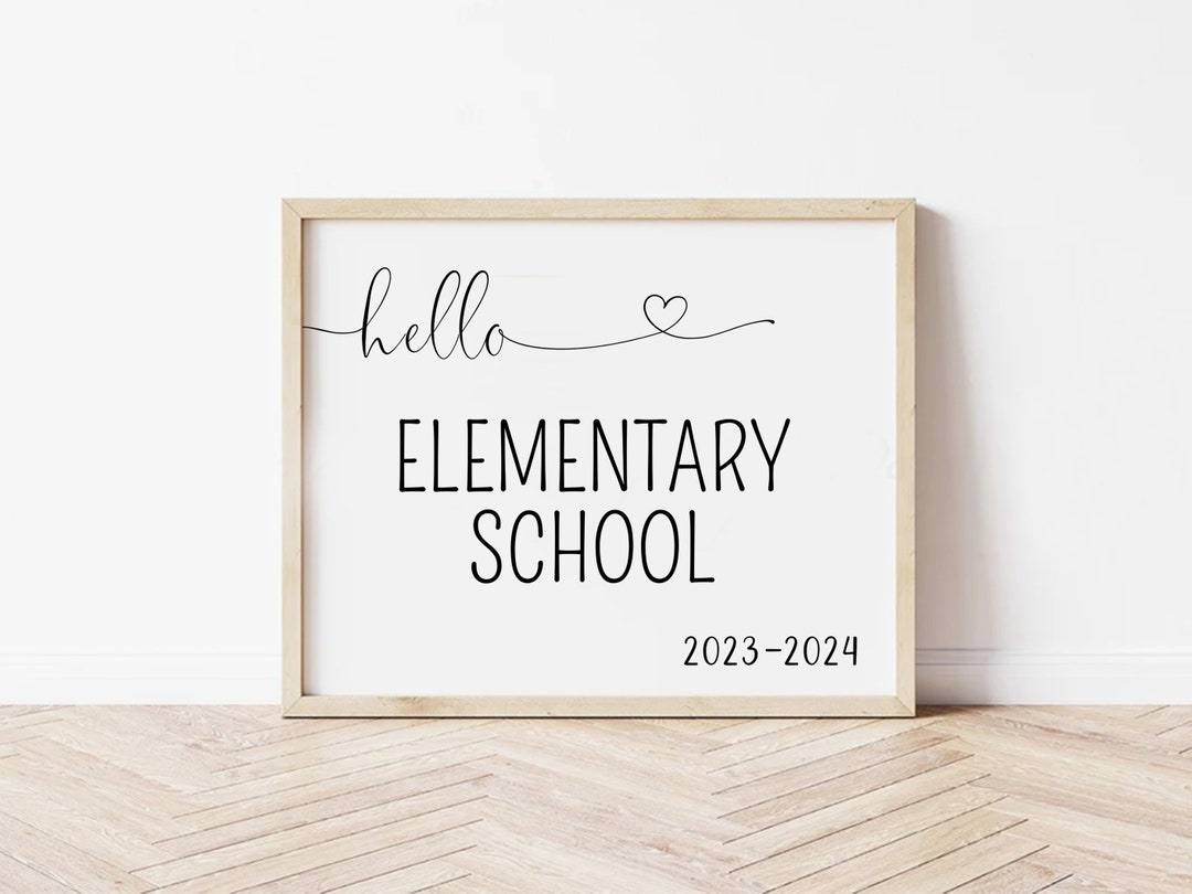 Hello Elementary School Chalkboard Sign, Printable 1st Day of ...