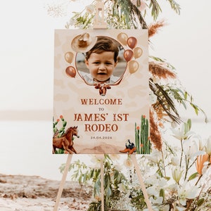 1st Rodeo Birthday Party Welcome Sign Editable, Wild West First ...