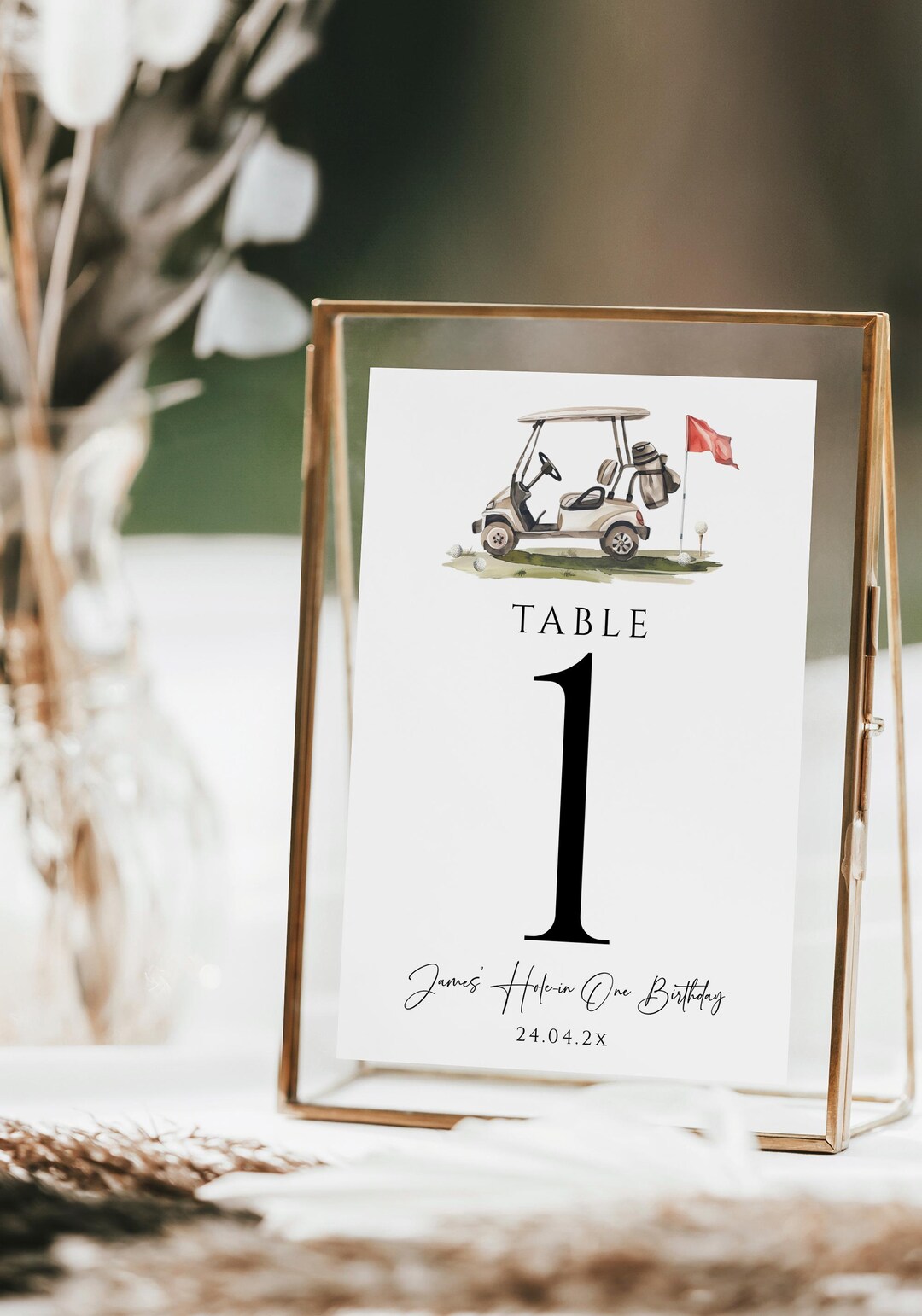 Sports 1st Birthday Table Number Printable, Golf Cart and Flag First ...