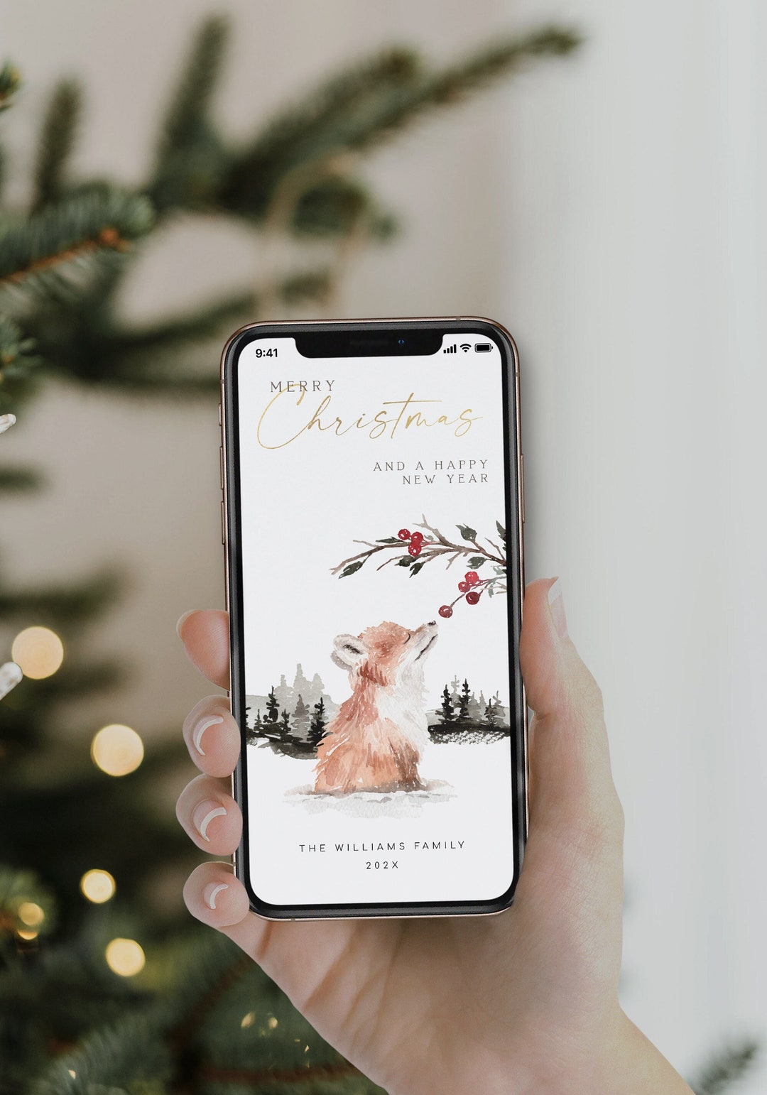Electronic Christmas Cards Happy Holidays, Minimalist Christmas Card ...