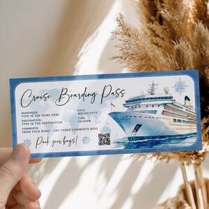 Cruise Blue Decor Boarding Pass, Personalise Ship Boarding Pass, Travel ...