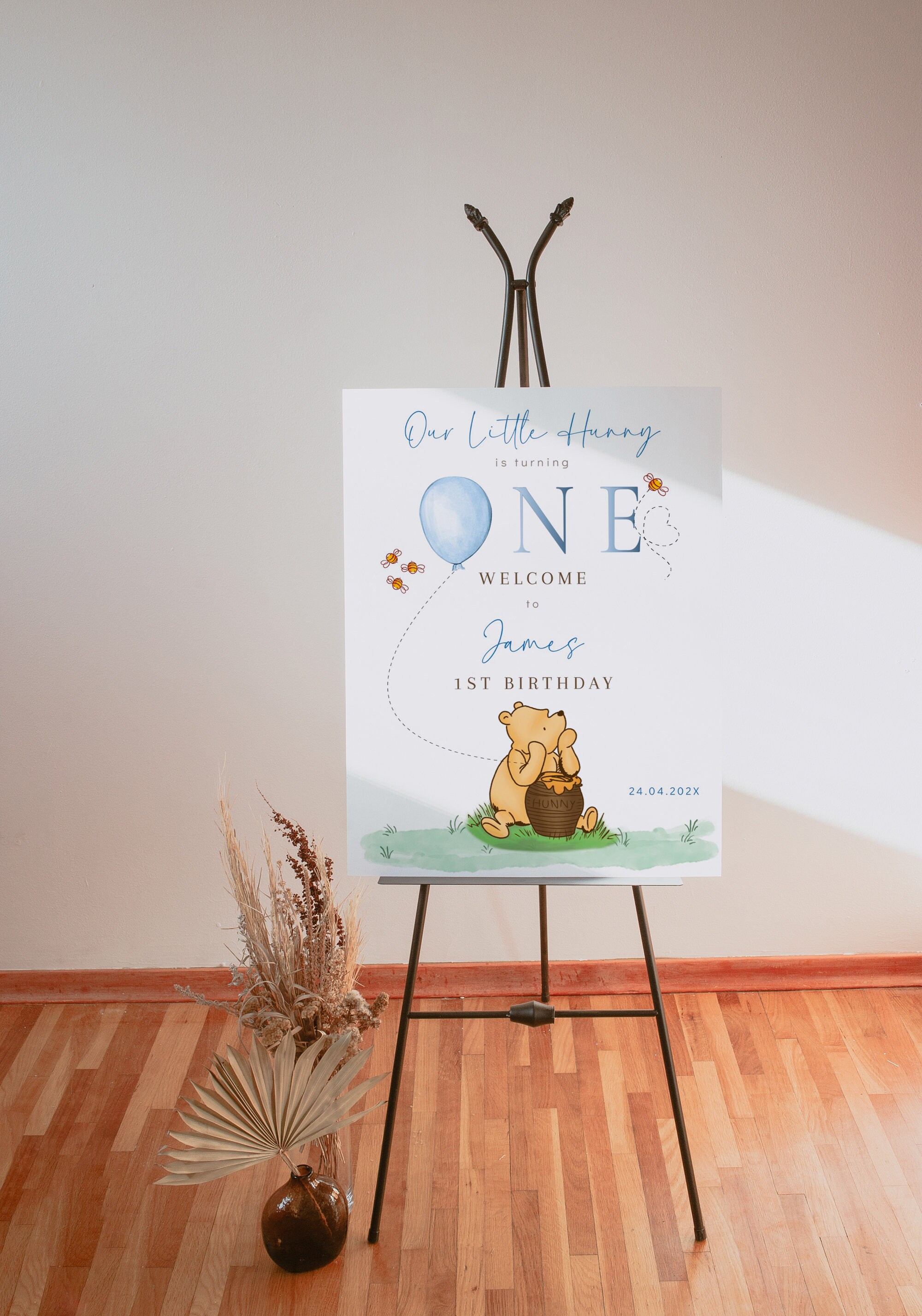 Hunny 1st Birthday Welcome Sign Printable, Our Little Hunny is Turning ...