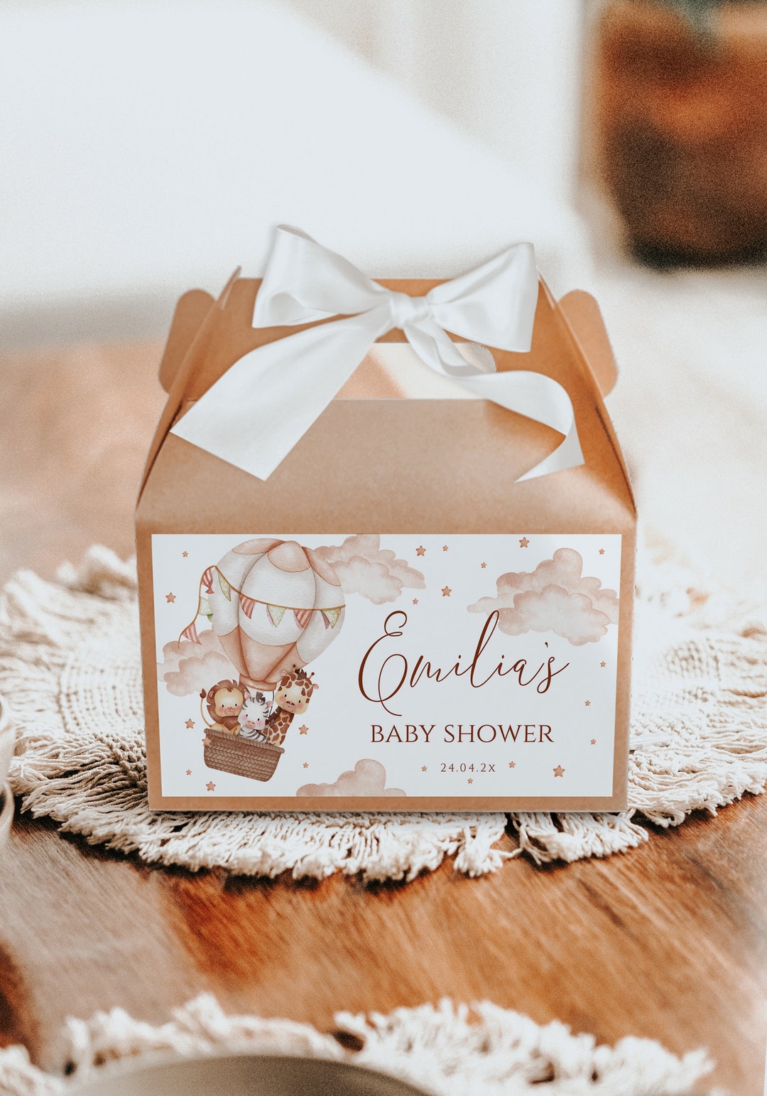Safari Baby Shower Gable Box Label, Bohemian Baby Shower Gift Box ...