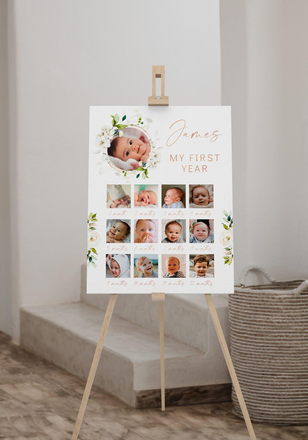 Baby's First Year Poster Printable, Baby 12 Month Photo Poster, 1st ...