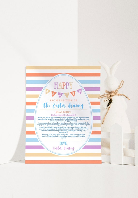 Editable easter bunny letter to kids, printable official letter from ...
