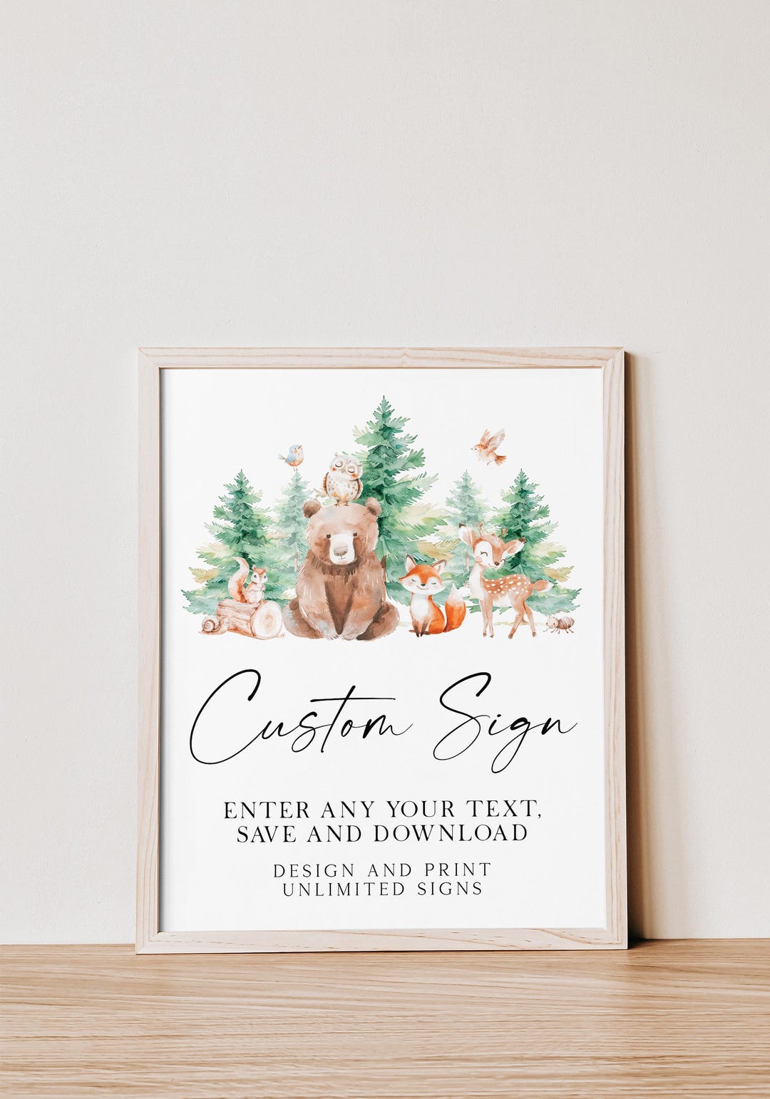 Woodland Custom Table Sign Printable, Forest Animals Birthday Party ...