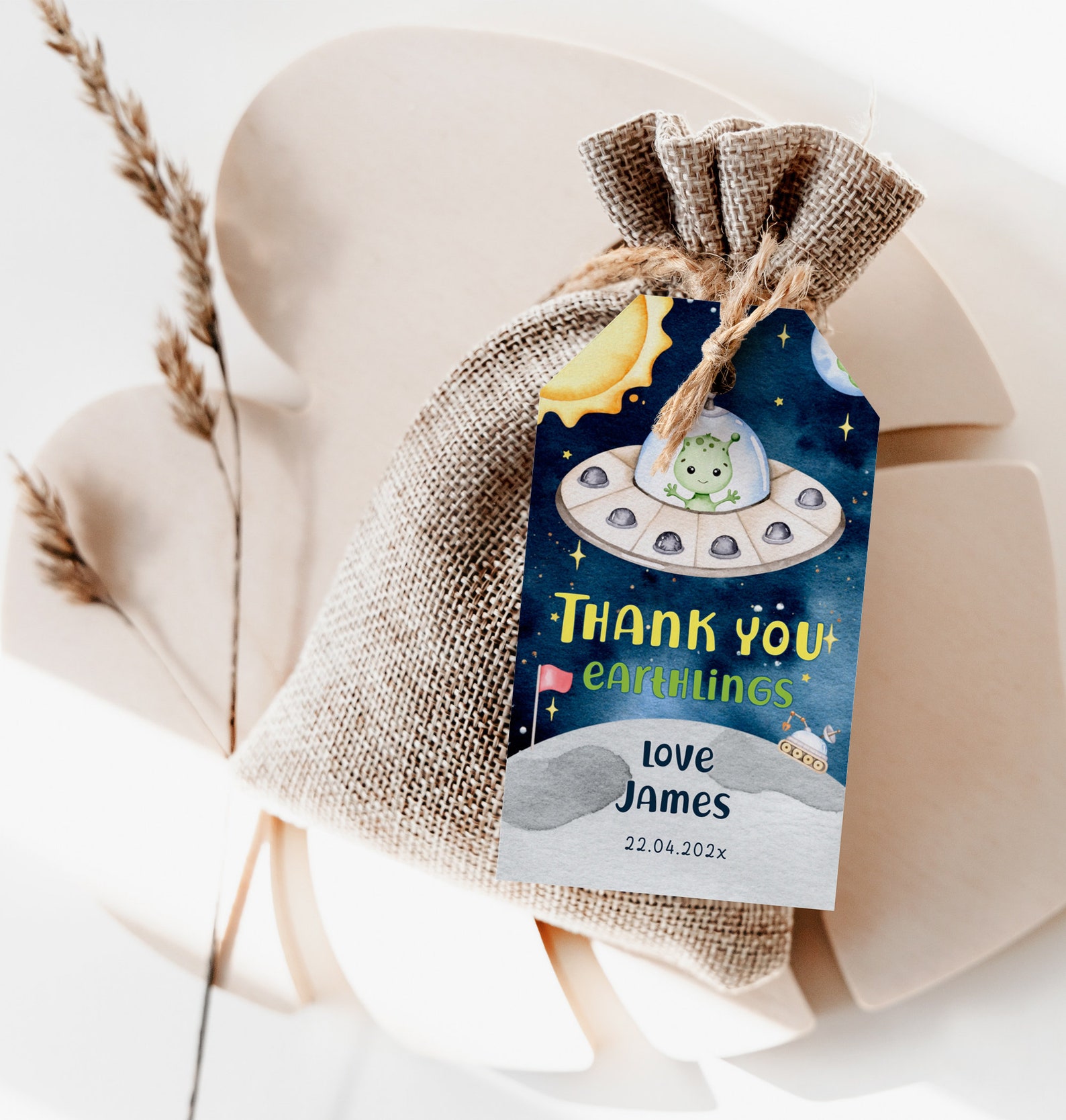 Alien Birthday Party Thank You Tags Printable, Ufo Party Gift Tags Card ...