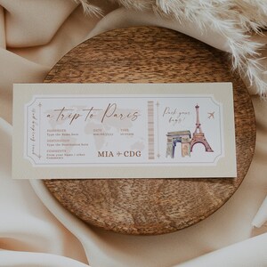 Paris Surprise Boarding Pass, Printable Airline Ticket Template ...