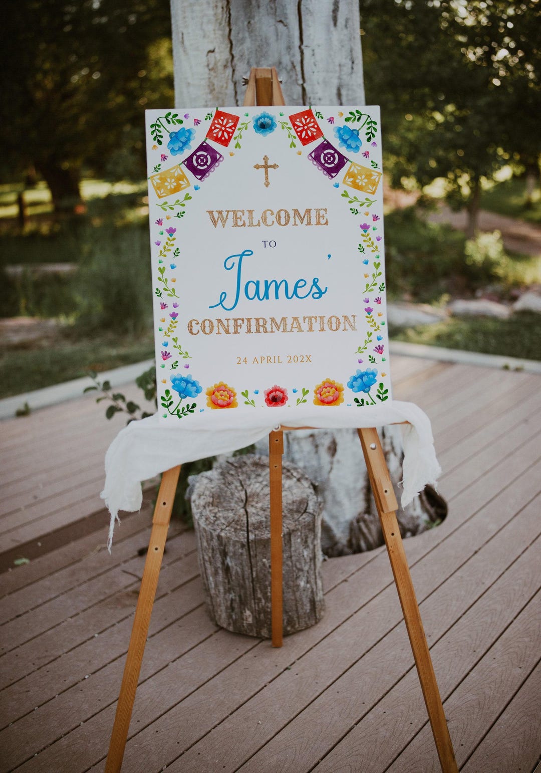 Mexican Confirmation Welcome Sign Printable, Blue Mexican Floral ...