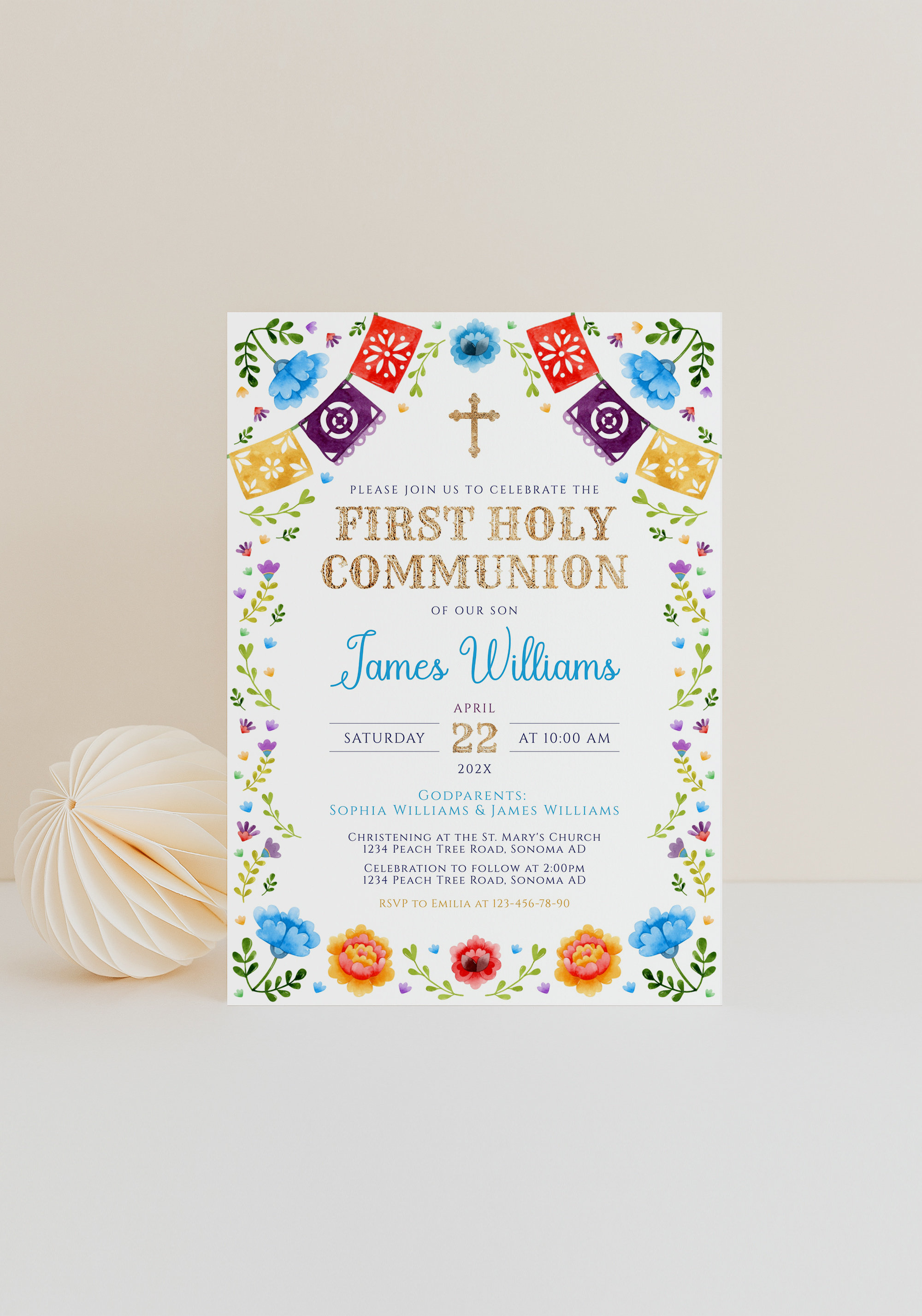 Mexican First Holy Communion Invitation Printable, Boy Communion ...