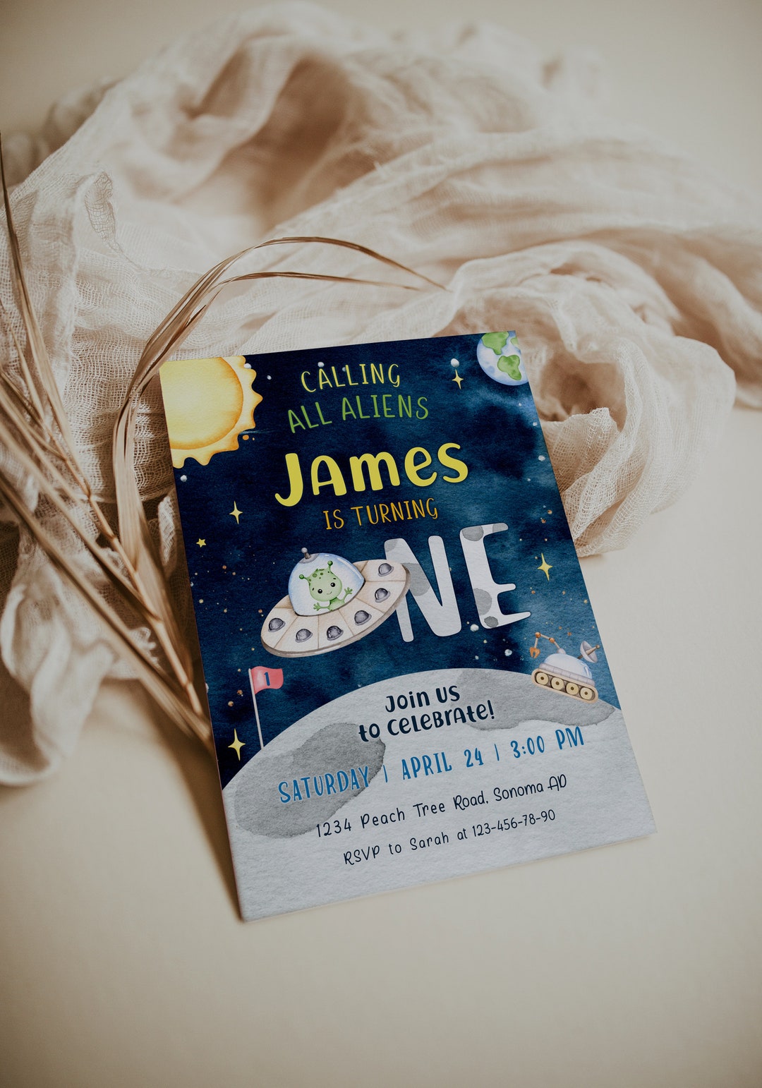Calling All Alien Birthday Party Invitation Template, Ufo B-day Party ...