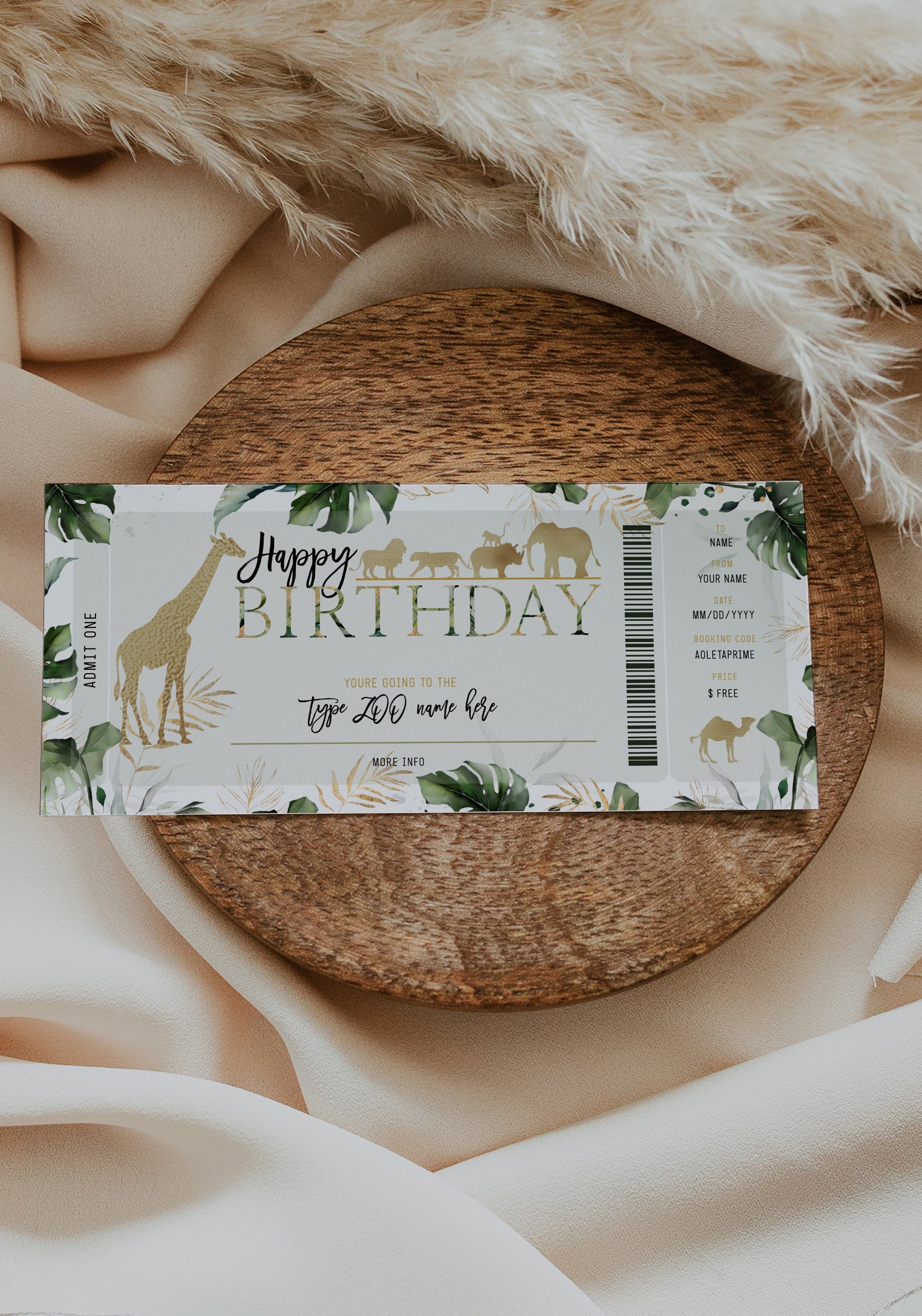 Zoo Printable Ticket Happy Birthday Zoo Gift Voucher Template - Etsy ...