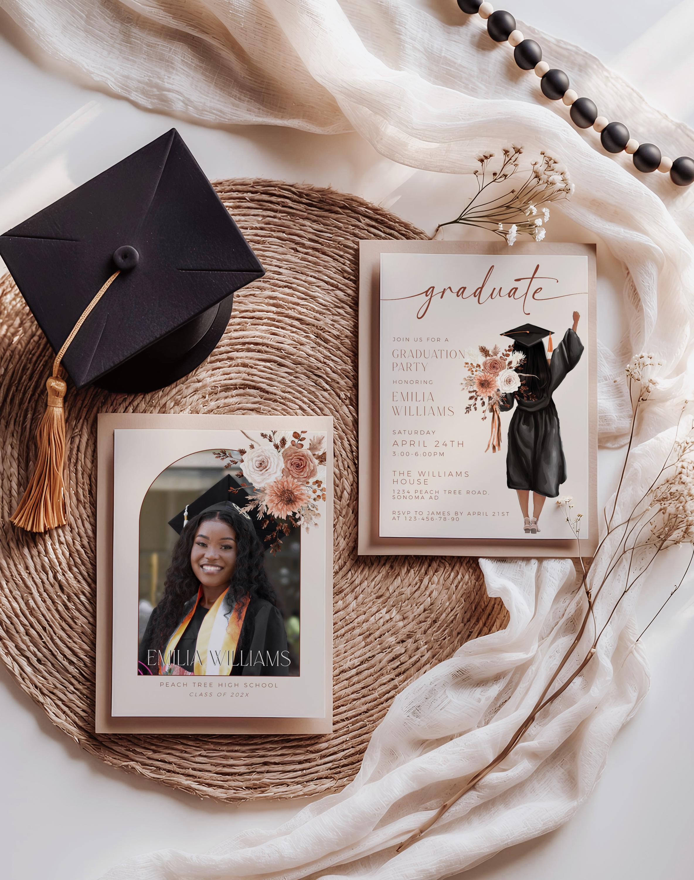 Girl Graduation Party Invitation, Modern Graduation Invitation With ...