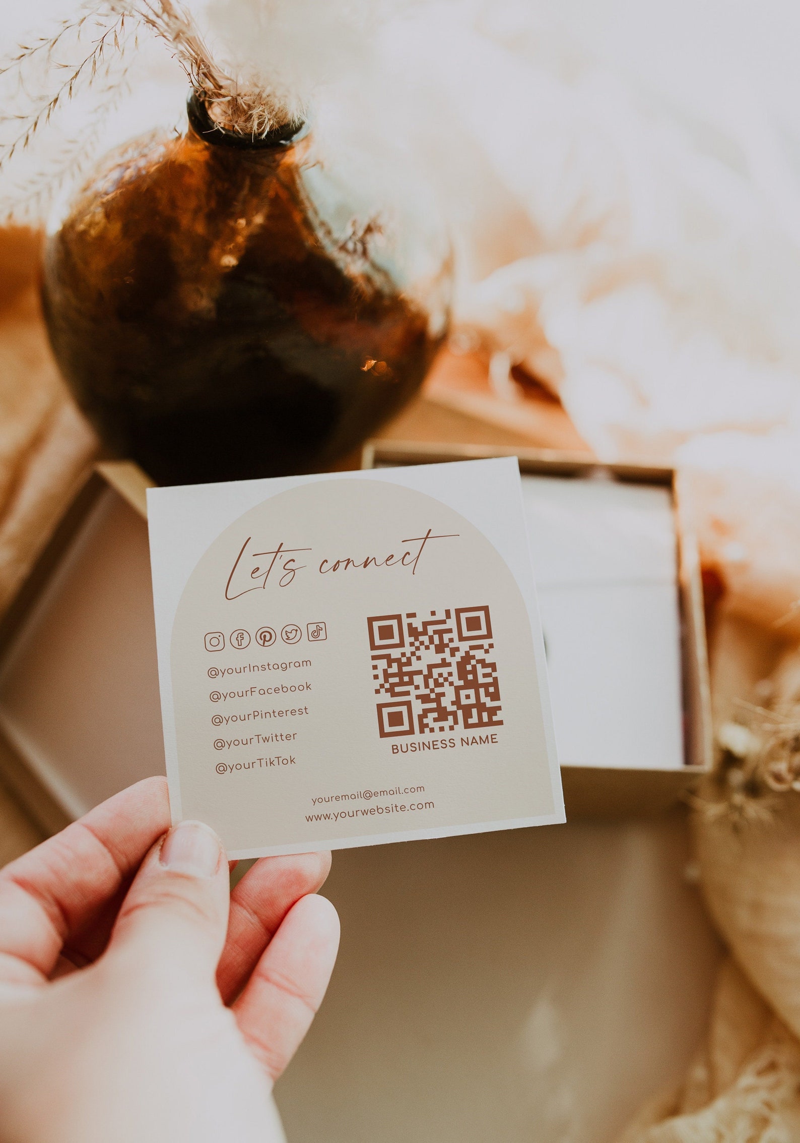 Social Media Card Template DIY Connect With Us Cards QR Code - Etsy