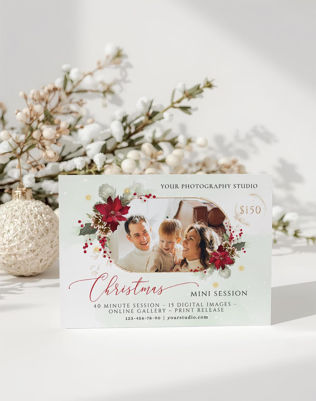 Christmas Minis Session Card Template Printable: Winter Holiday Family ...