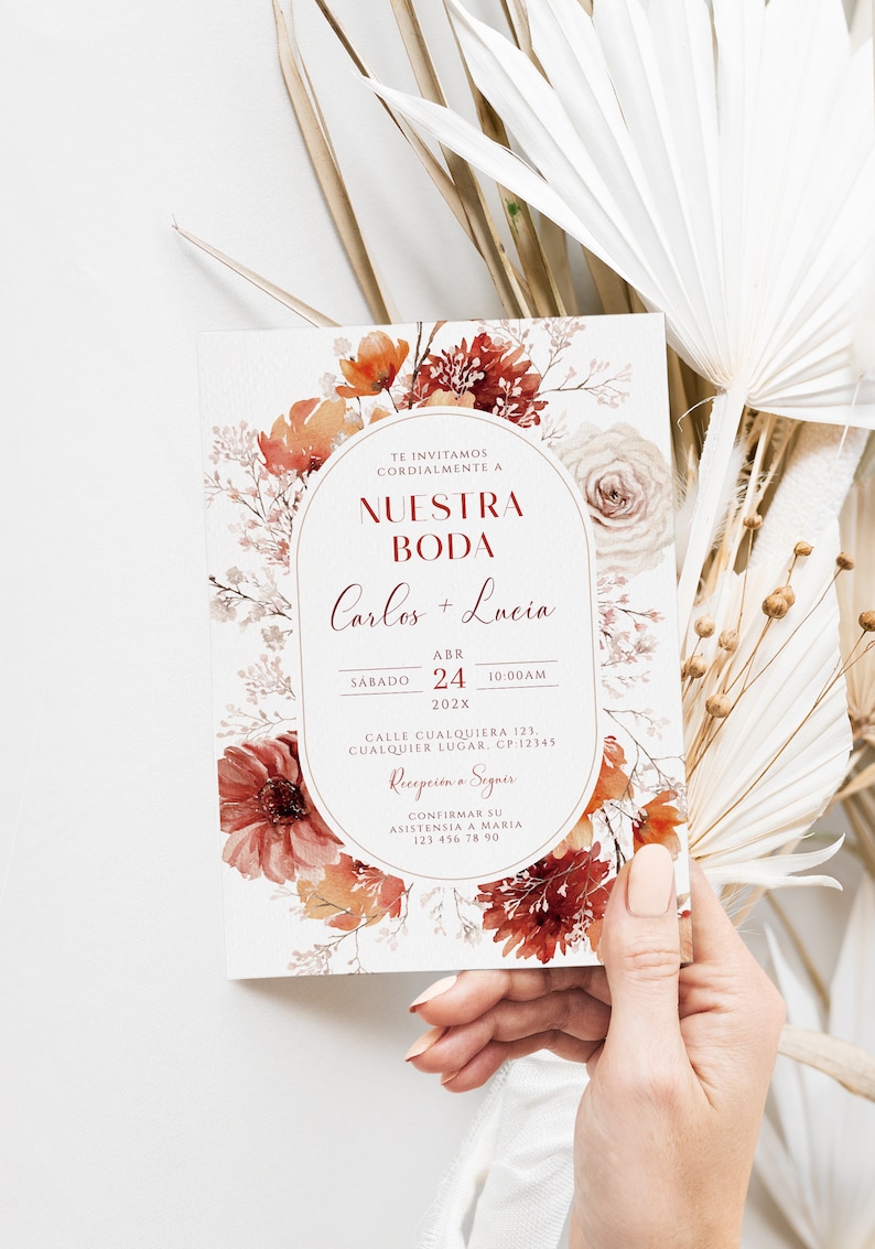 Invitaciones Para Boda Digital Espanol Bohemian Spanish - Etsy Invitaciones Para Boda Digital Espanol Bohemian Spanish - Etsy