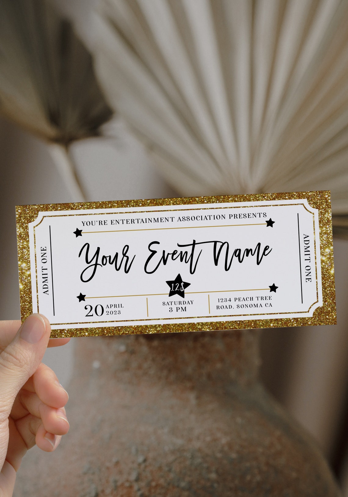 Event Ticket Template, Editable Event Tickets, Birthday Concert Ticket ...