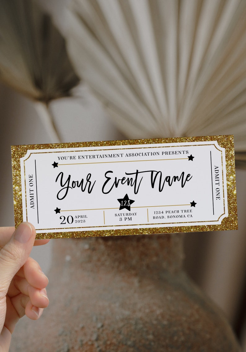 Event Ticket Template, Editable Event Tickets, Birthday Concert Ticket ...