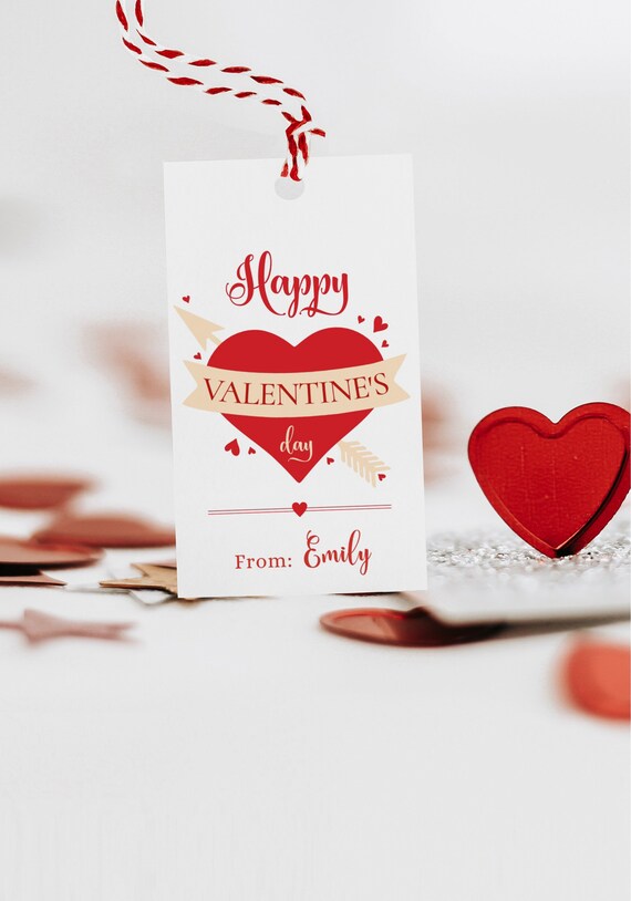 Editable valentine's day tag card, heart valentine's day treat tag ...