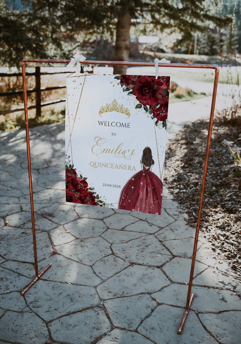 Red Floral Quinceañera Welcome Sign Template Mis Quince 15 - Etsy