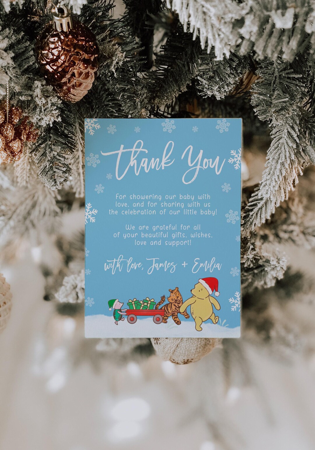 Winter Classic Winnie the Pooh Friends Thank You Card Template ...