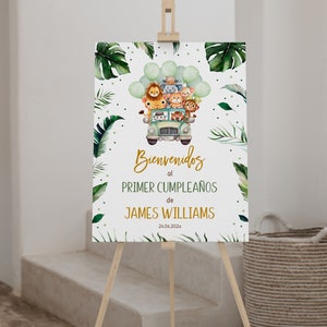 Cartel De Bienvenida Primer Cumpleaños En Español Template, Jungle ...