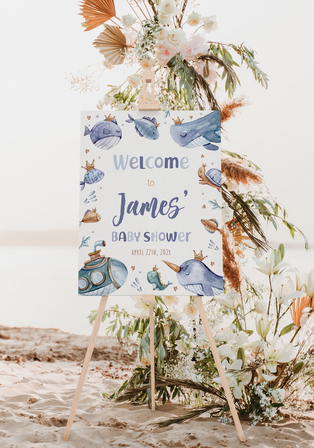 Baby Shower Under the Sea Welcome Sign Printable, Ocean Animals Welcome ...