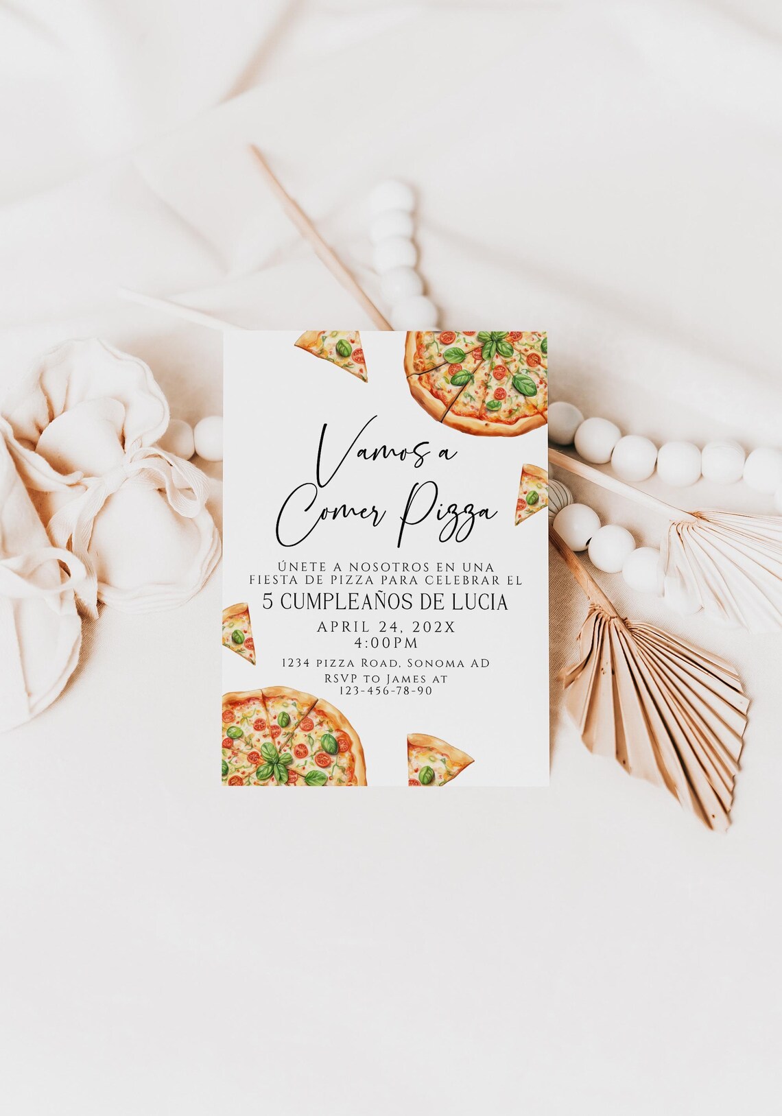 Vamos A Comer Pizza Invitación De Cumpleaños 5 Años, Pizza Themed ...