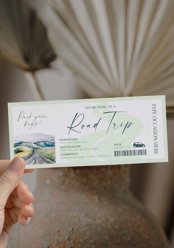 Weekend Surprise Trip Reveal, Road Trip Reveal gift ticket, surprise ...
