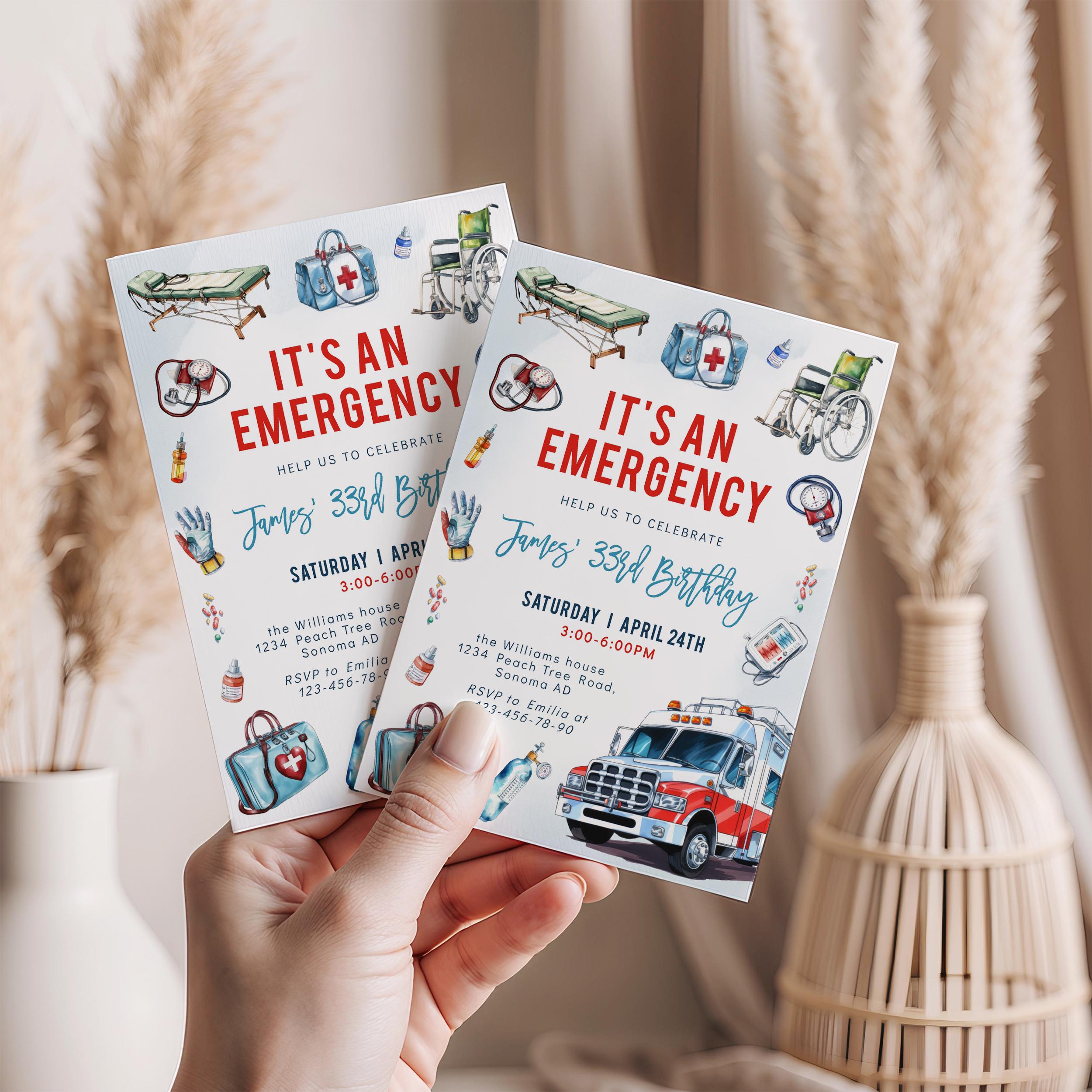 Editable Paramedic Birthday Party Invitation Printable, Adult Birthday ...