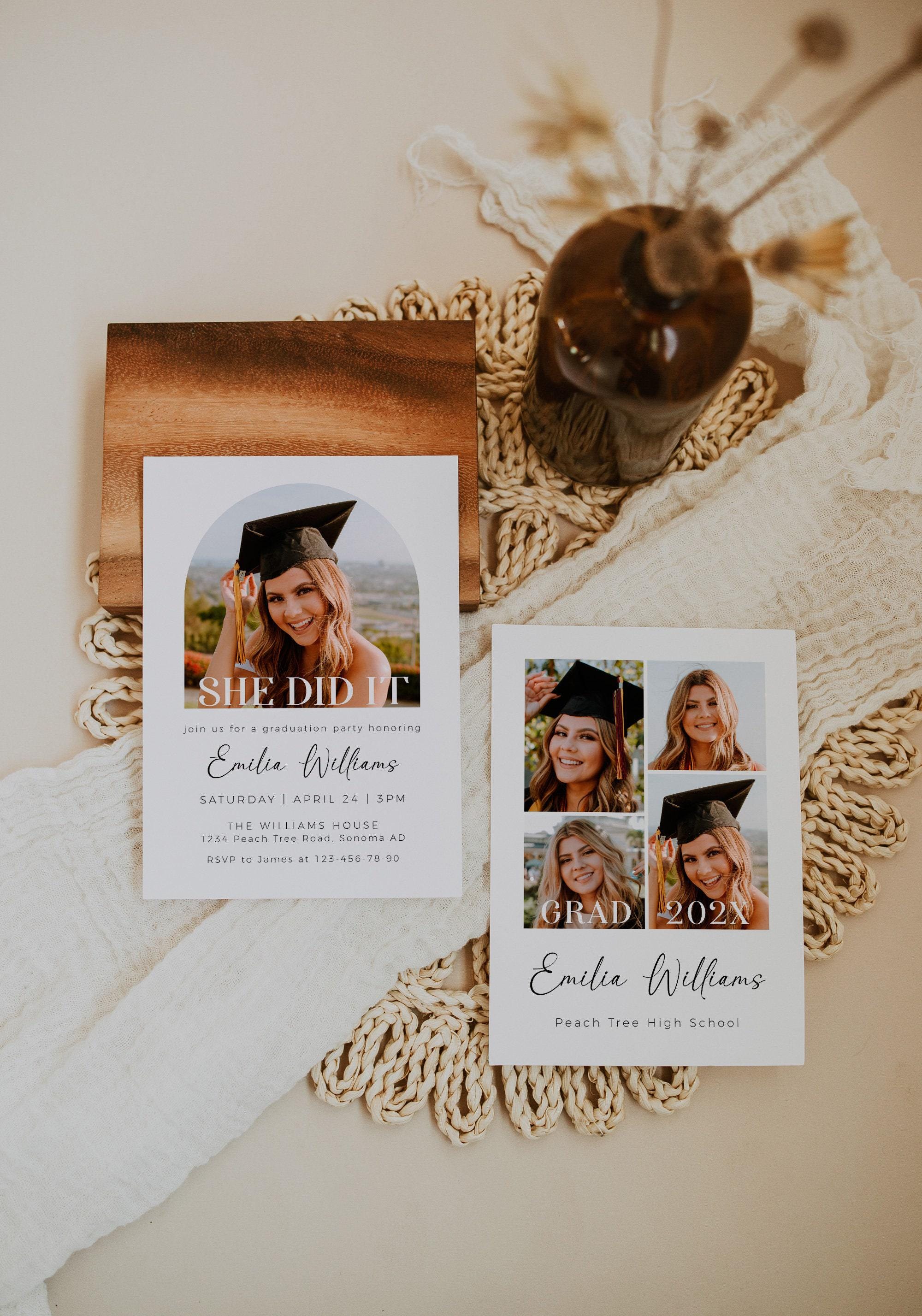 She Did It Graduation Invitation With Photo Editable, Graduation ...