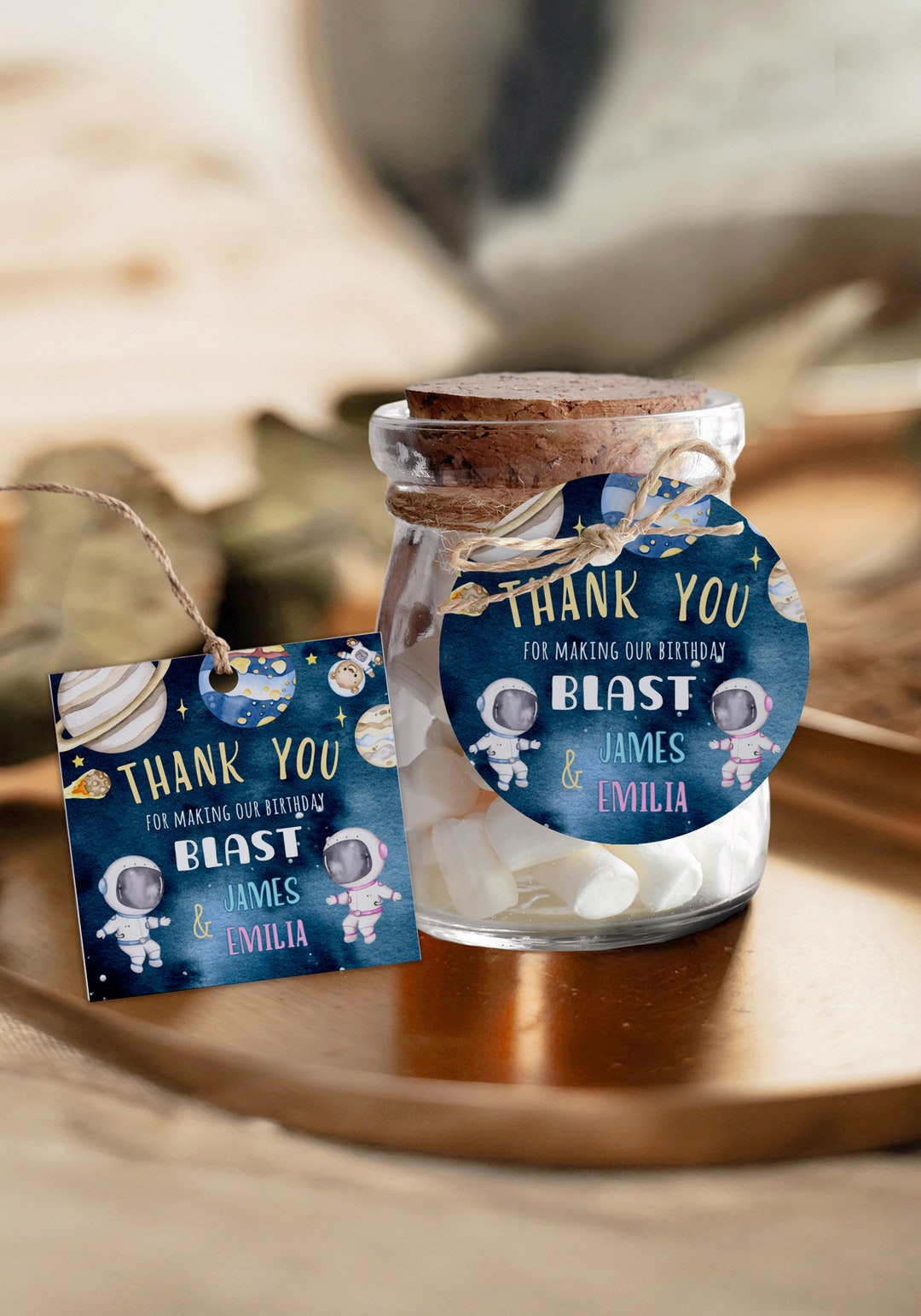 Twins Tavor Tag Template, Twin Boy Girl Astronaut Thank You for ...