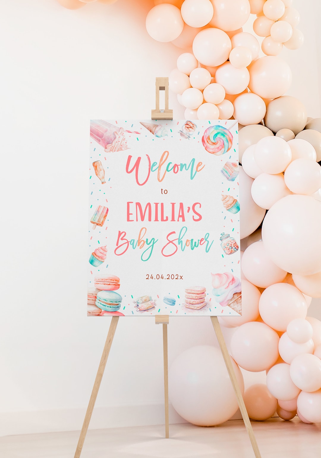 Editable Sweets Candy Welcome Poster, Candyland Baby Shower Welcome ...