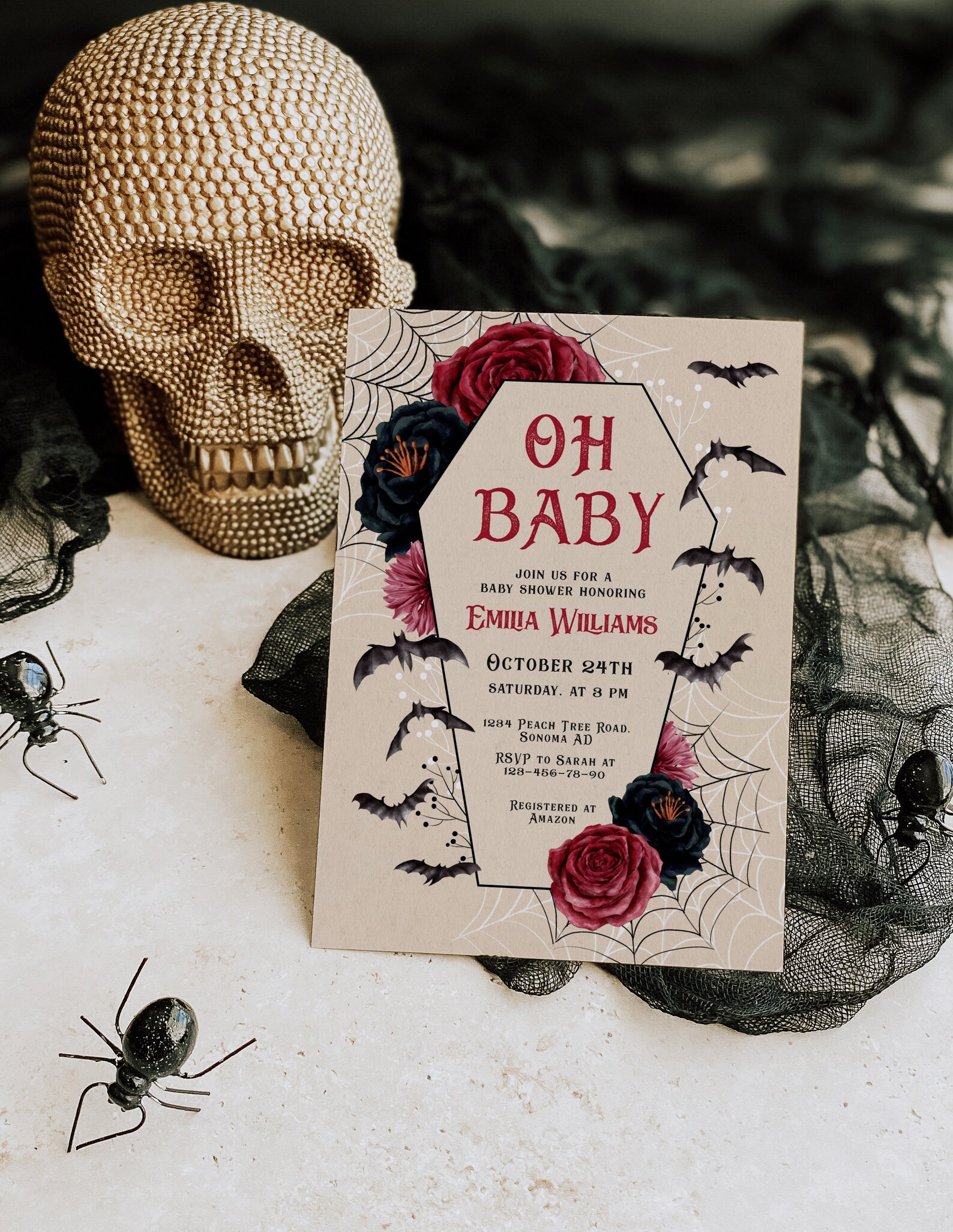Oh Baby Shower Halloween Invite, Halloween Baby Shower Girl Invitation ...