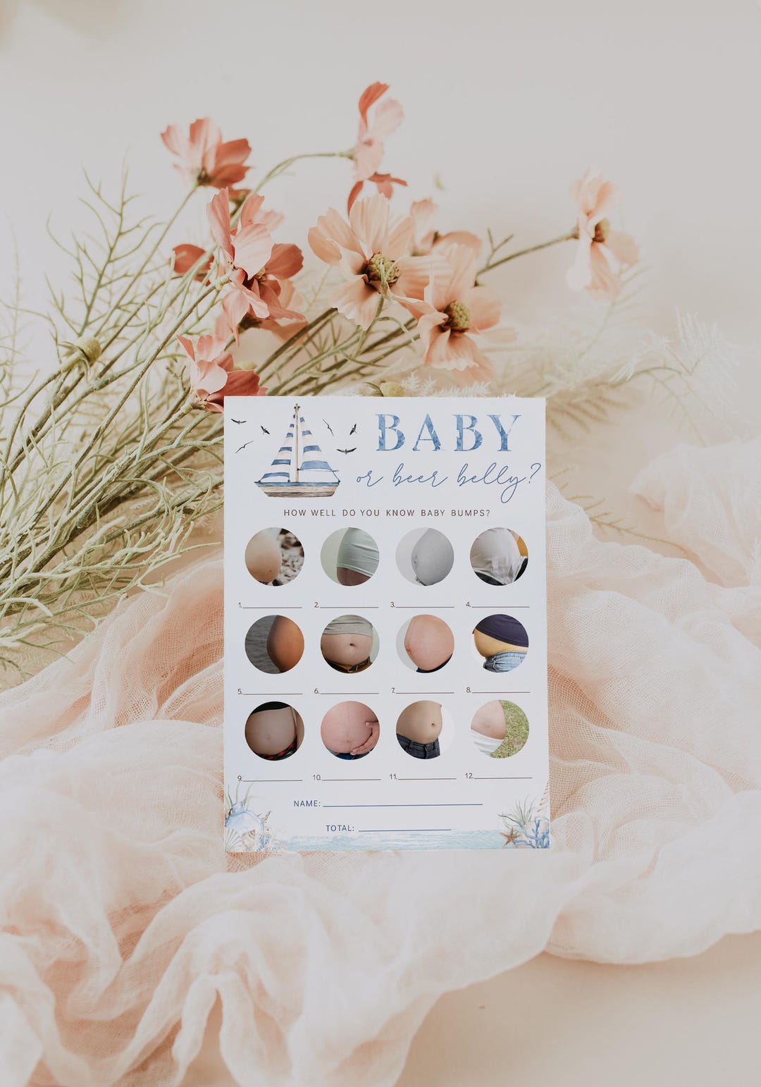 Nautical Baby Shower Baby or Beer Belly Game Printable, Ocean & Sea ...