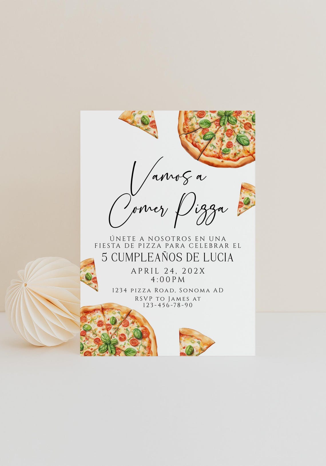 Vamos A Comer Pizza Invitación De Cumpleaños 5 Años, Pizza Themed ...