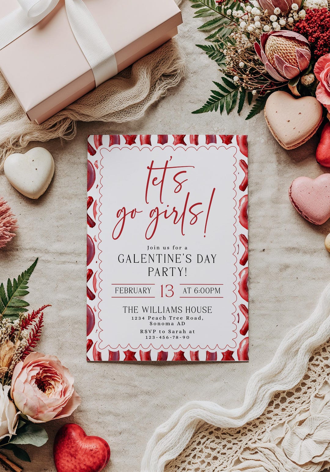 Let's Go Girls Party Invite Printable, Galentine's Day Party Invitation ...
