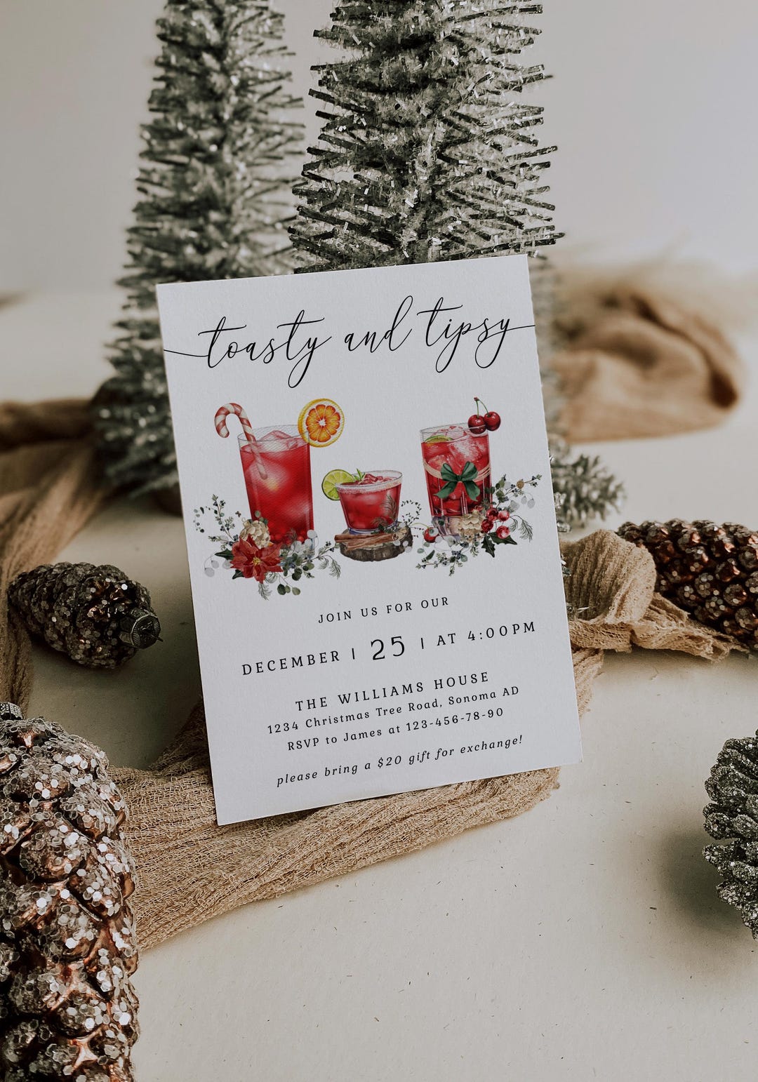 Toasty and Tipsy Invitation Printable, Winter Holiday 2024 Xmas Party ...