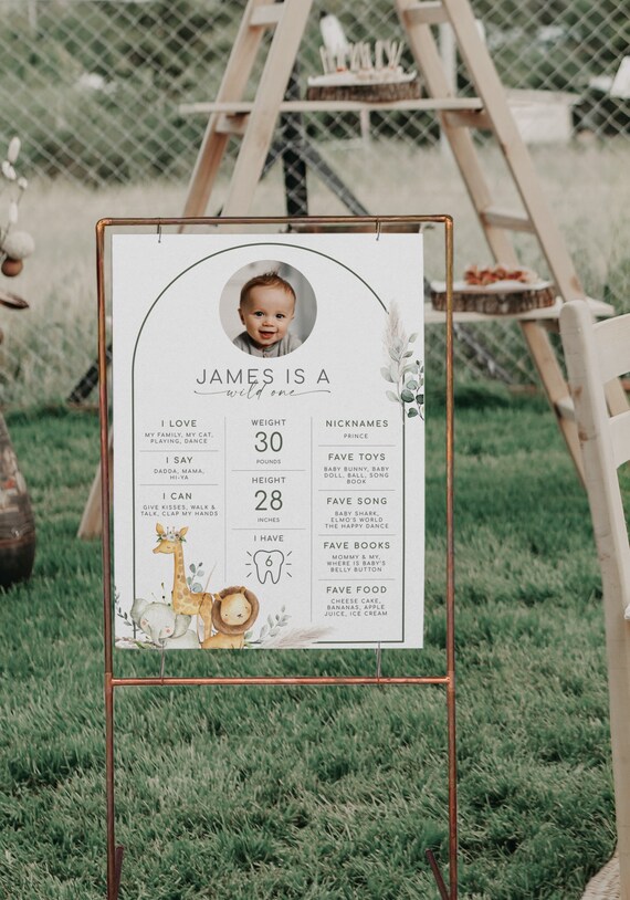 Safari animals 1st birthday milestone poster, baby's first year ... Safari animals 1st birthday milestone poster, baby's first year ...