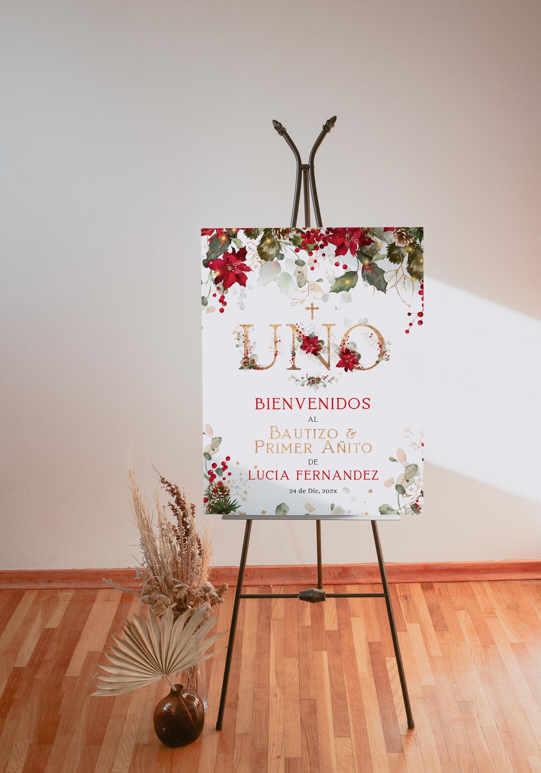 Bautizo & Primer Añito Welcome Sign Printable, Xmas Spanish Baptism and ...