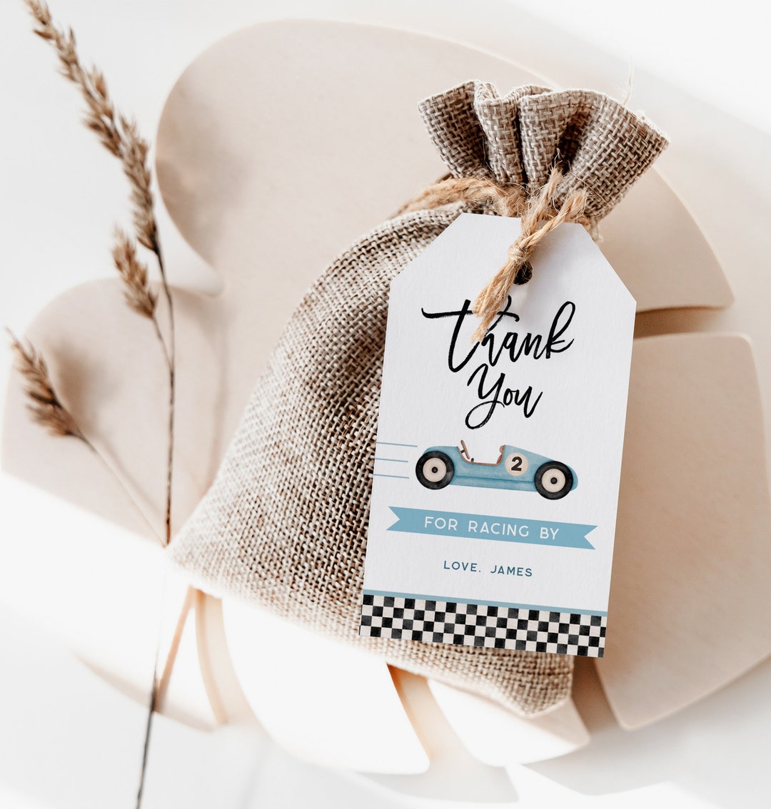 Two Fast Birthday Thank You Tag , Race Car B-day Party Decor Gift Cards ...