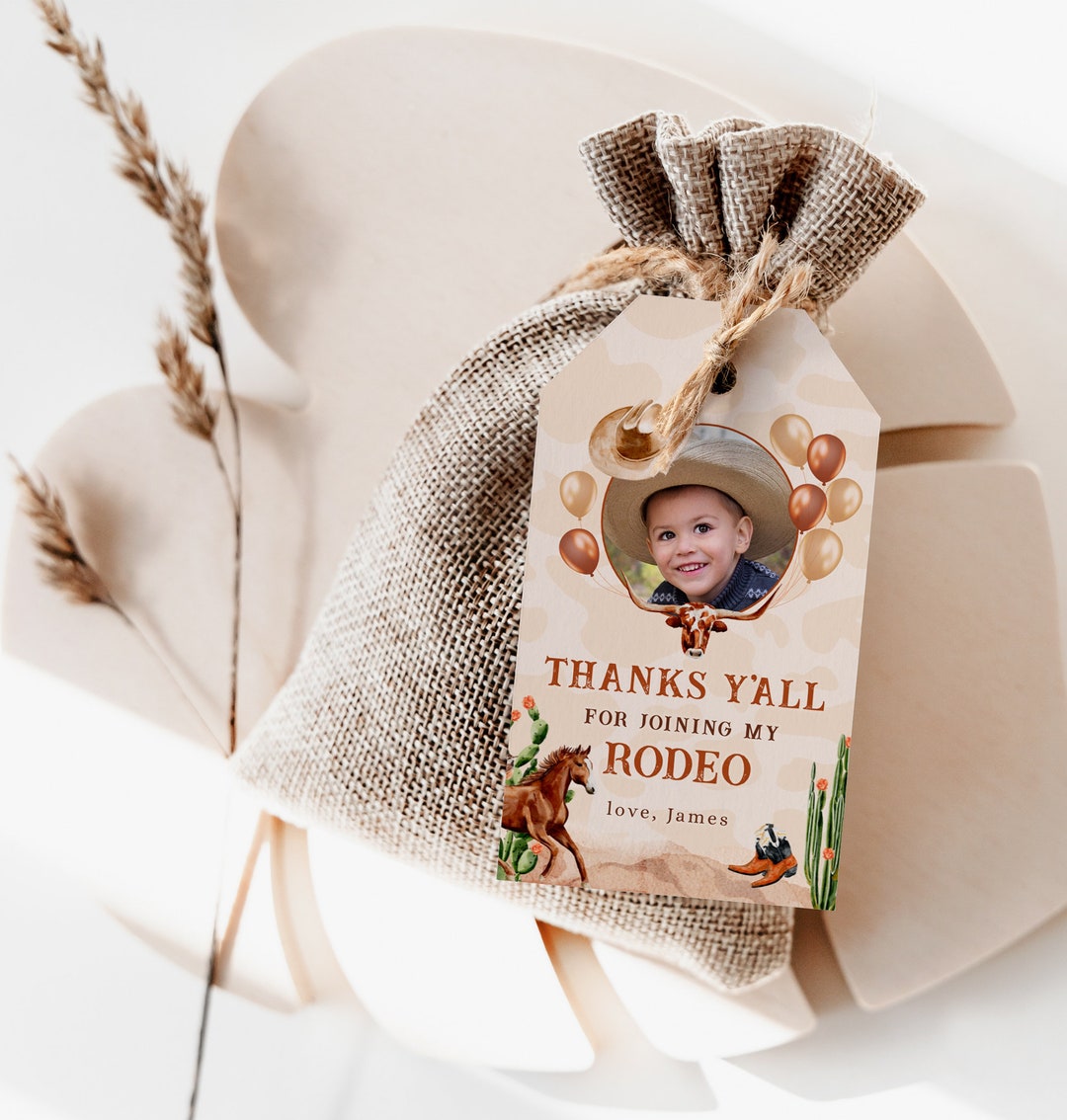 My First Rodeo Birthday Party for Boy Favor Gift Tag Labels Printable ...