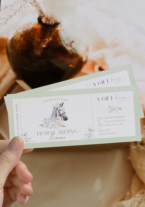 Horse riding lessons birthday gift voucher, birthday gift experience ...