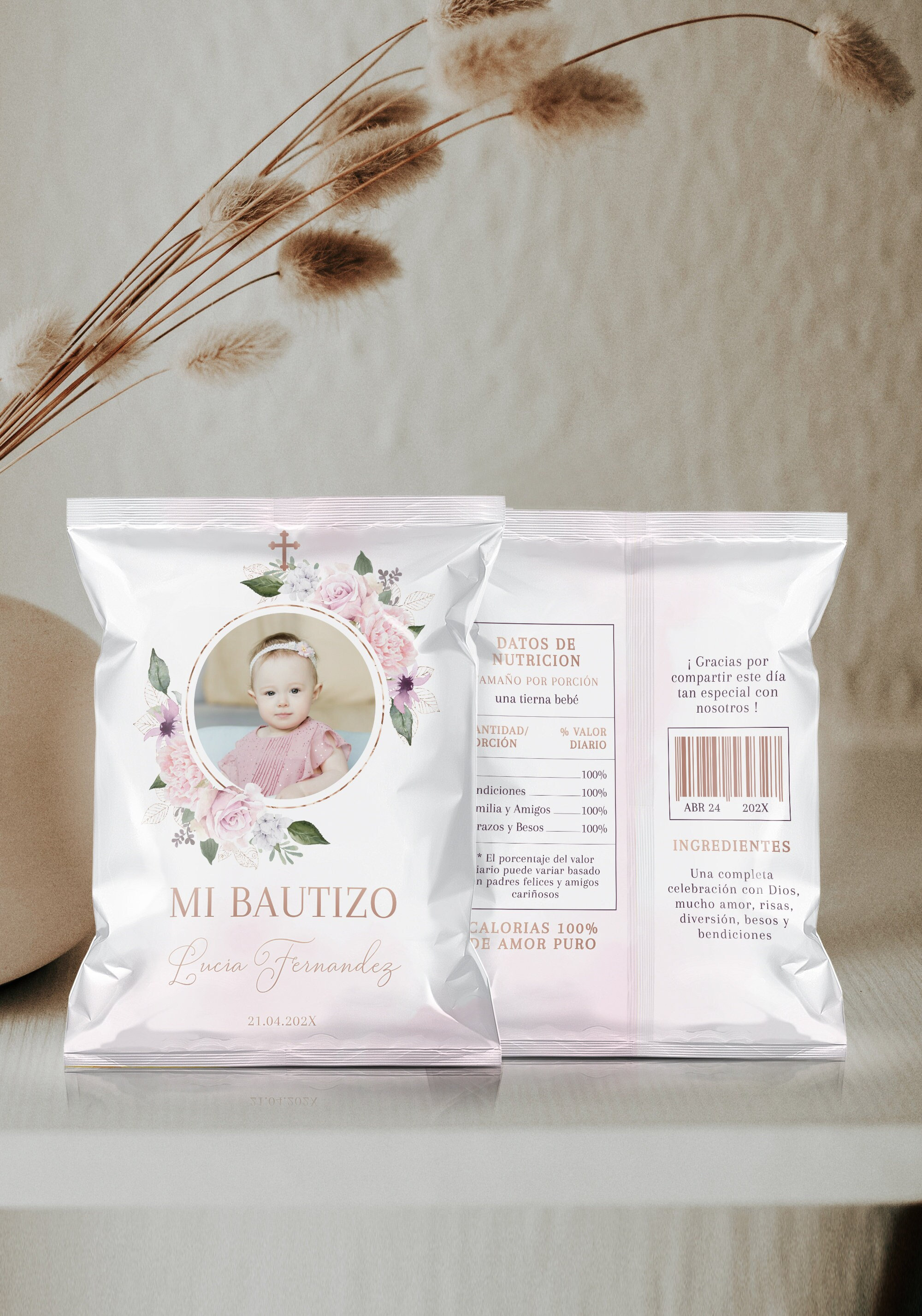 Editable Mi Bautizo Chip Bag Spanish Baptism Chip Bag Wrapper With ...