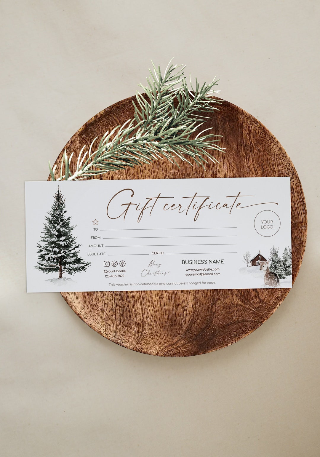 Editable Merry Christmas Gift Certificate Template, Printable ...