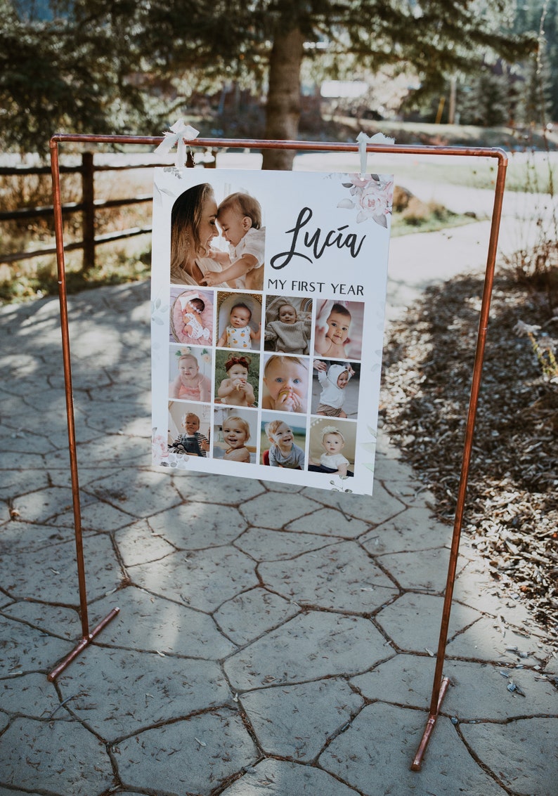 Modern 1st Birthday Photo Collage Sign 12 Month Photo Collage - Etsy