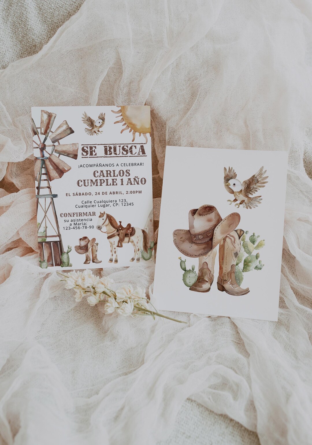 Se Busca Invitación De Primer Cumpleaños, Western Spanish First ...