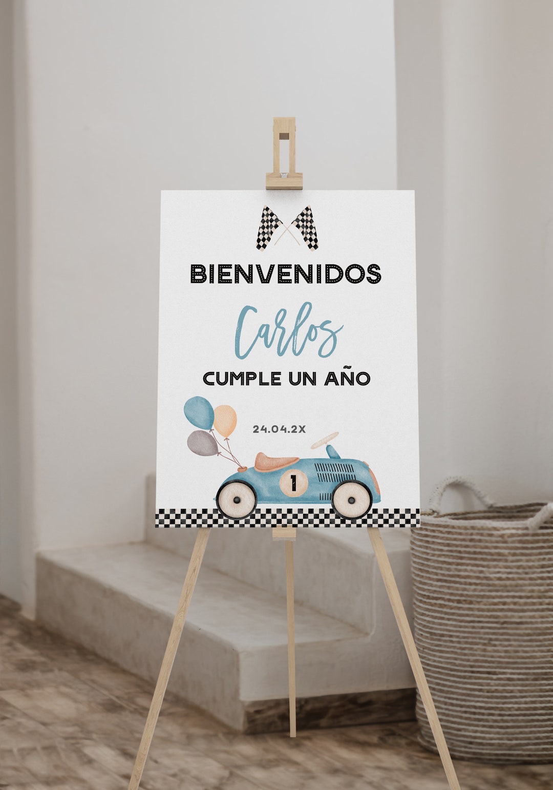 Bienvenidos Coche Niño Welcone Sign En Español, Racecar Birthday Party ...