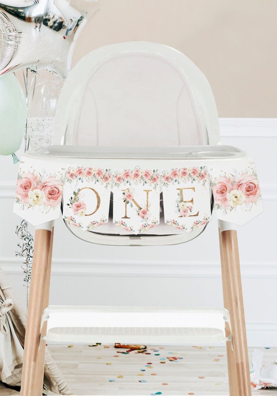 Floral ONE highchair banner girl, little miss onederful high chair ...